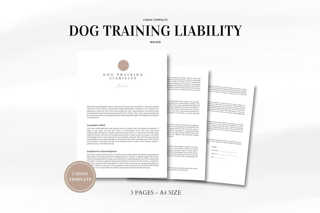 Dog Training Liability Waiver Template Canine Behavior Consent ...