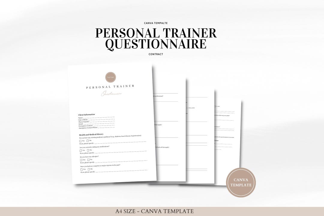 Personal Trainer Questionnaire | Comprehensive Client Intake Form for ...