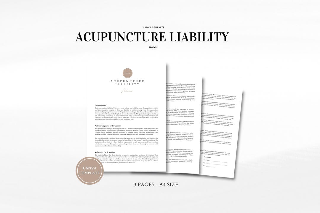 Acupuncture Consent Form and Liability Waiver | Editable Canva Template ...
