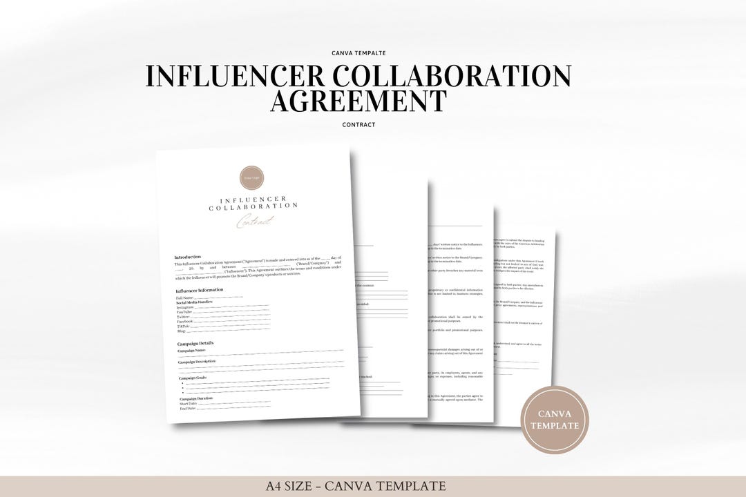 Modelo de Contrato de Colaboração de Influenciadores Canva - Contrato ...