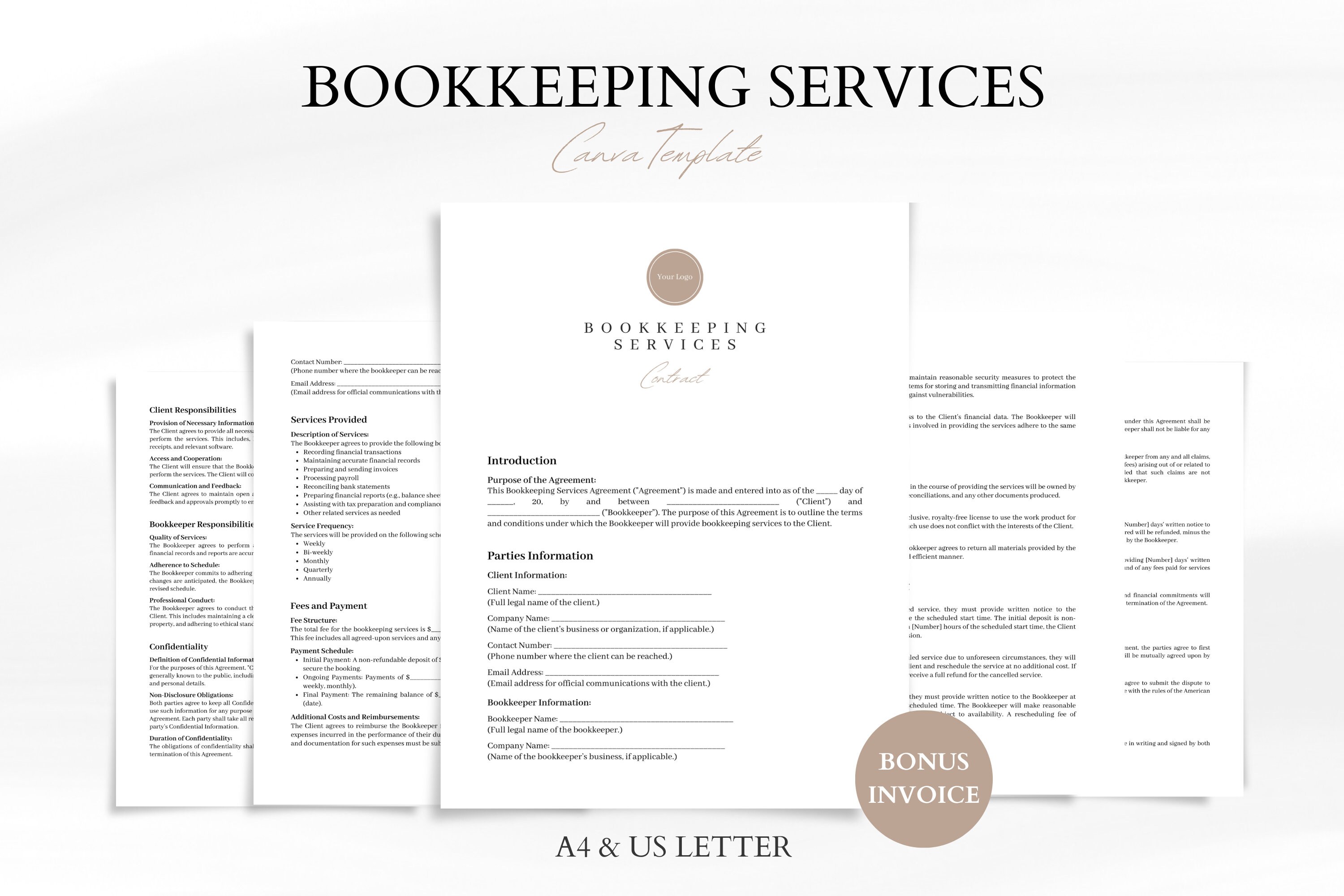 Bookkeeping Services Agreement Professional and Customizable Digital ...
