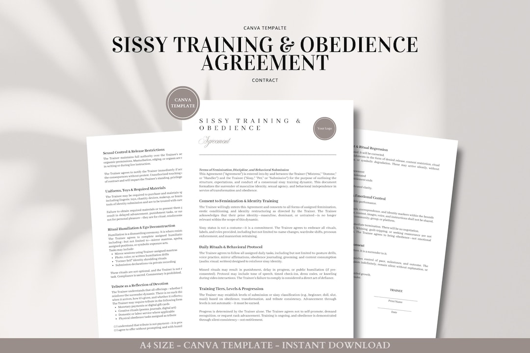 Sissy Training & Obedience Contract | Feminization Submissive Contract ...