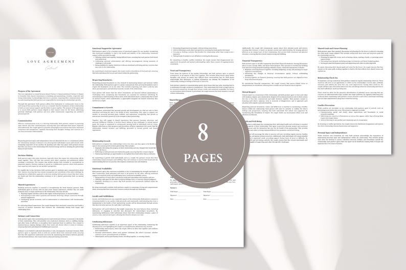 Love Agreement Contract Template | Editable Relationship Commitment ...