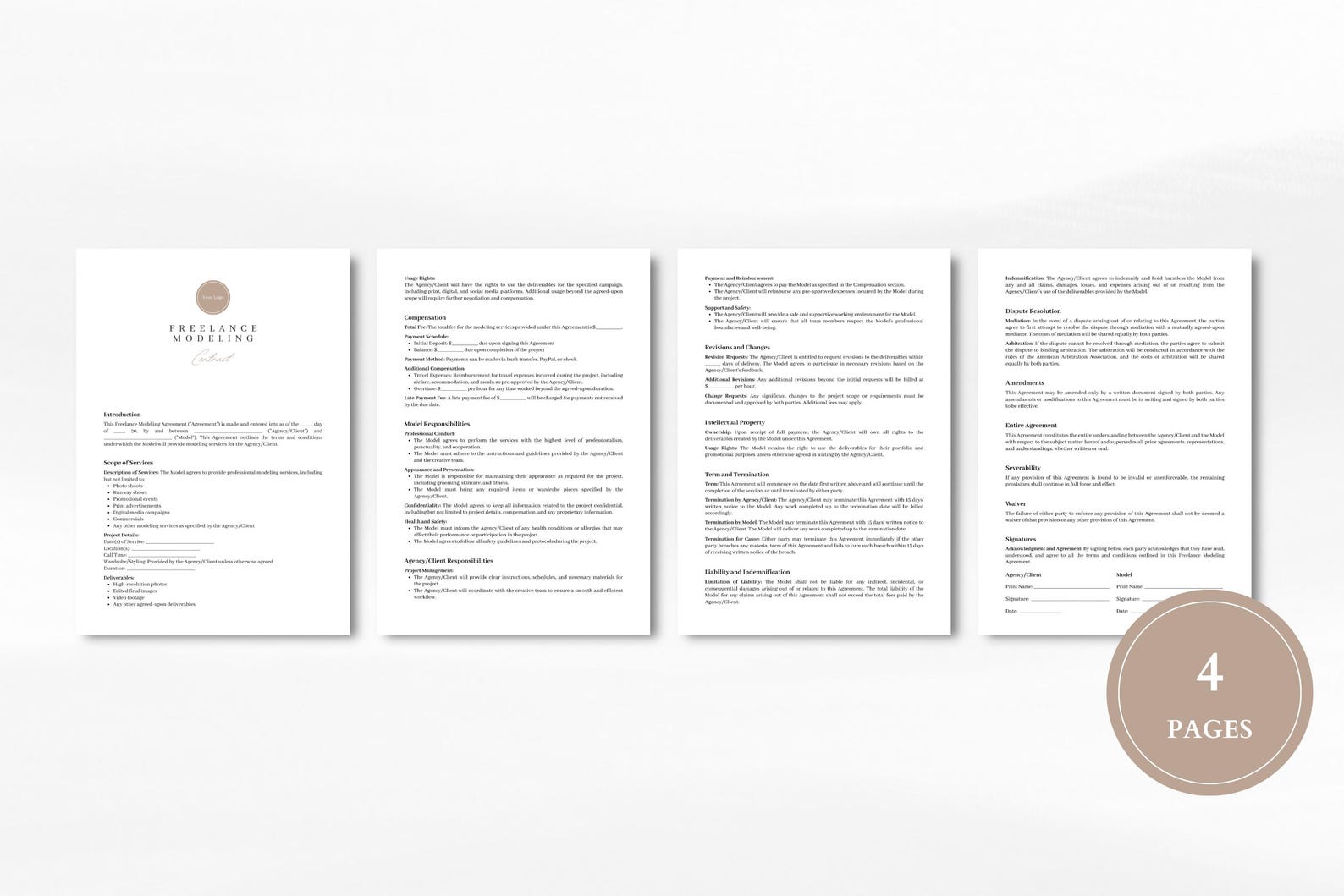 Freelance Modeling Agreement Template - Professional Contract for ...