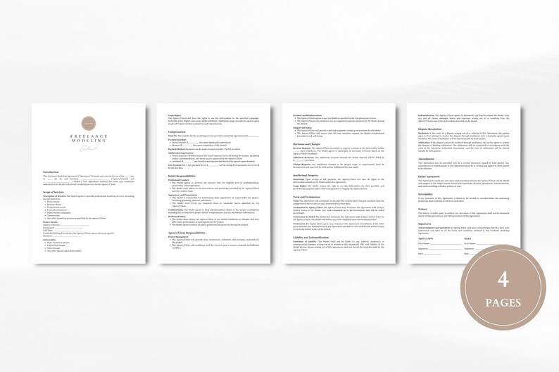 Freelance Modeling Agreement Template - Professional Contract for ...