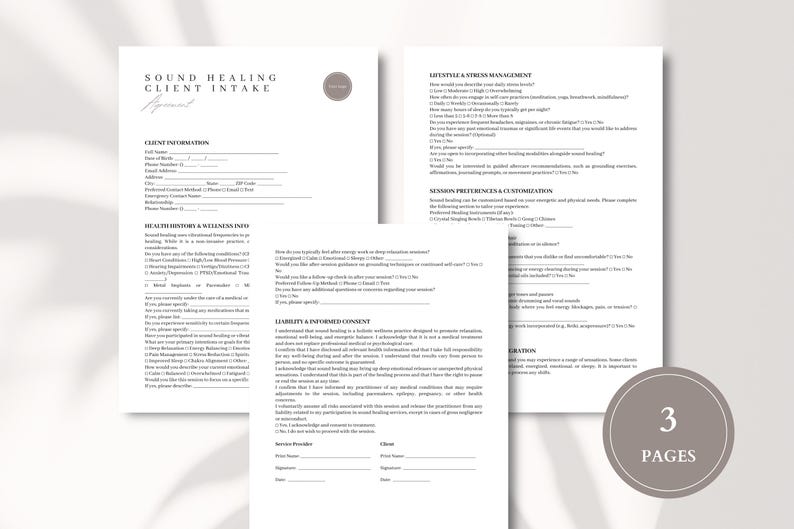 Sound Healing Client Intake Form Canva Template | Energy Healing ...