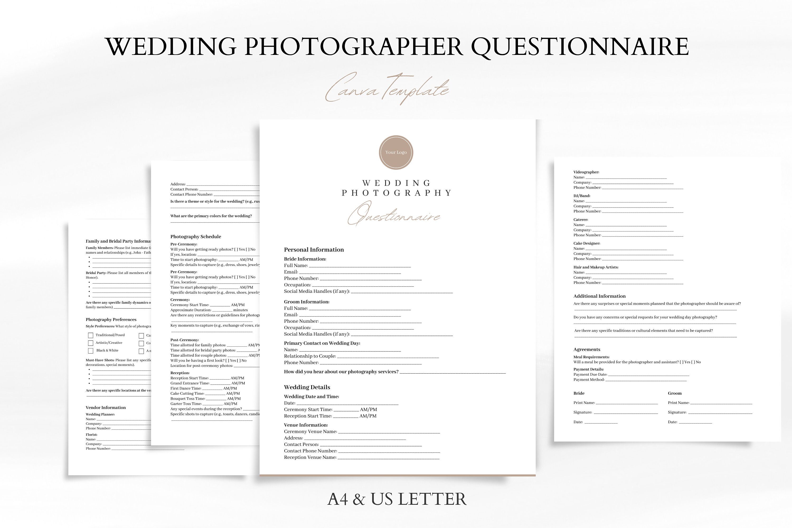 Wedding Photography Questionnaire Detailed Pre-wedding Form for Couples ...
