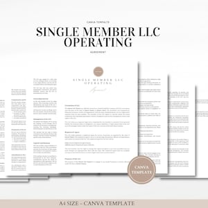 Single Member LLC Operating Agreement | Editable Legal Template for LLC ...