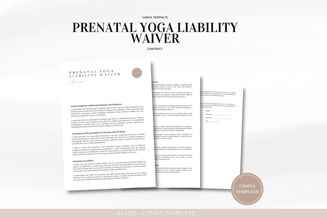 Prenatal Yoga Liability Waiver Canva Template | Pregnancy Yoga Consent ...