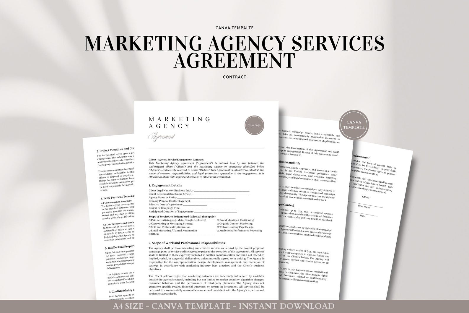 Marketing Agency Agreement | Full-length Client Contract for Branding ...