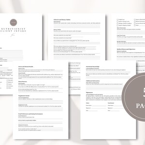 Nutritionist Client Intake Form - Professional Template for Nutritional ...