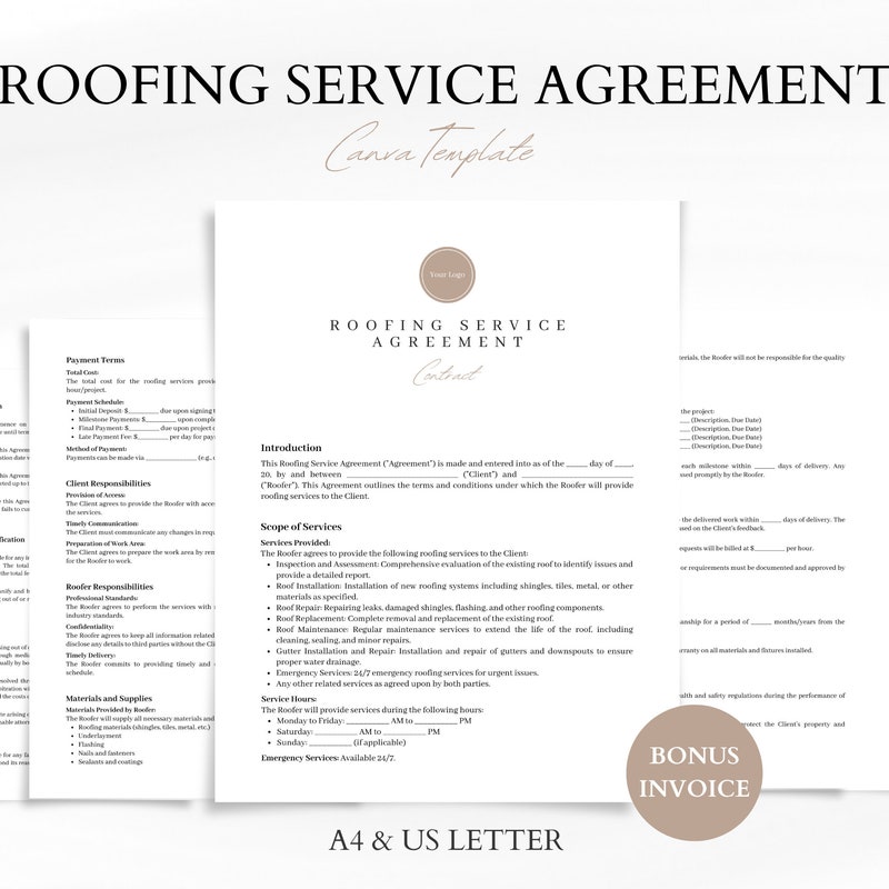 Roof Installation Contract - Etsy