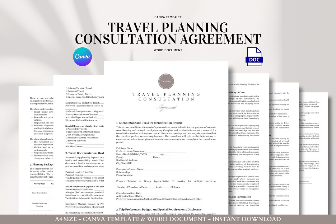 Travel Planning Consultation Agreement Contract Template Travel ...