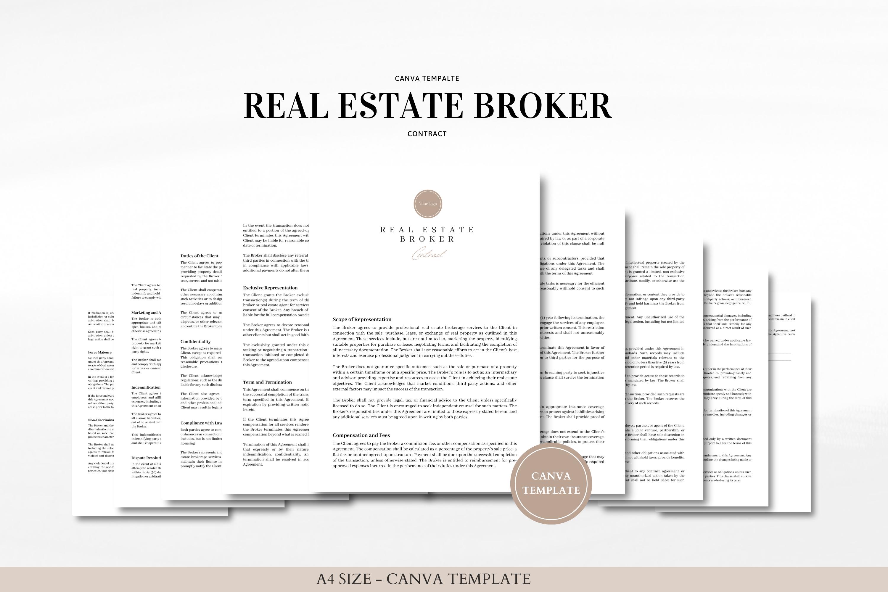 Real Estate Broker Agreement Template for Professional Transactions ...
