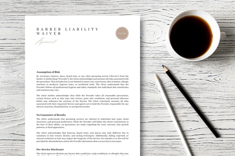 Barber Liability Waiver Canva Template | Client Consent & Grooming ...
