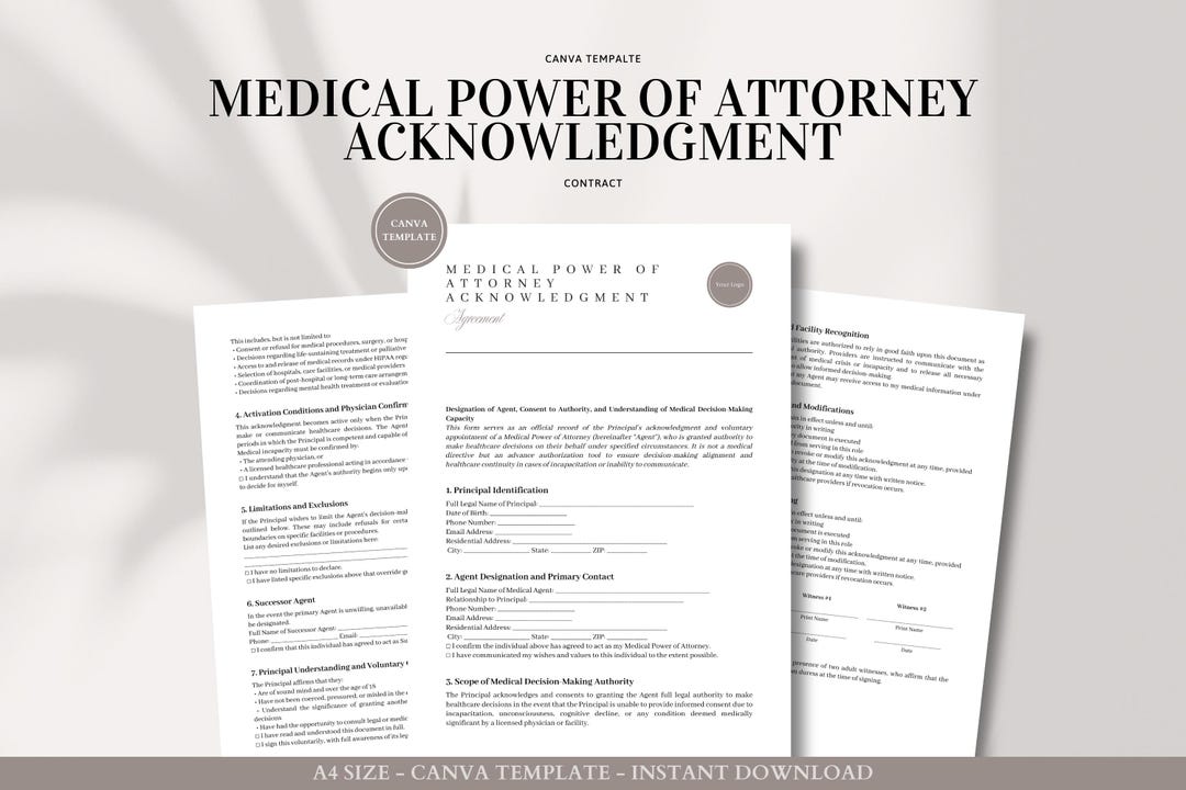 Medical Power of Attorney Acknowledgment Form | Client Consent ...