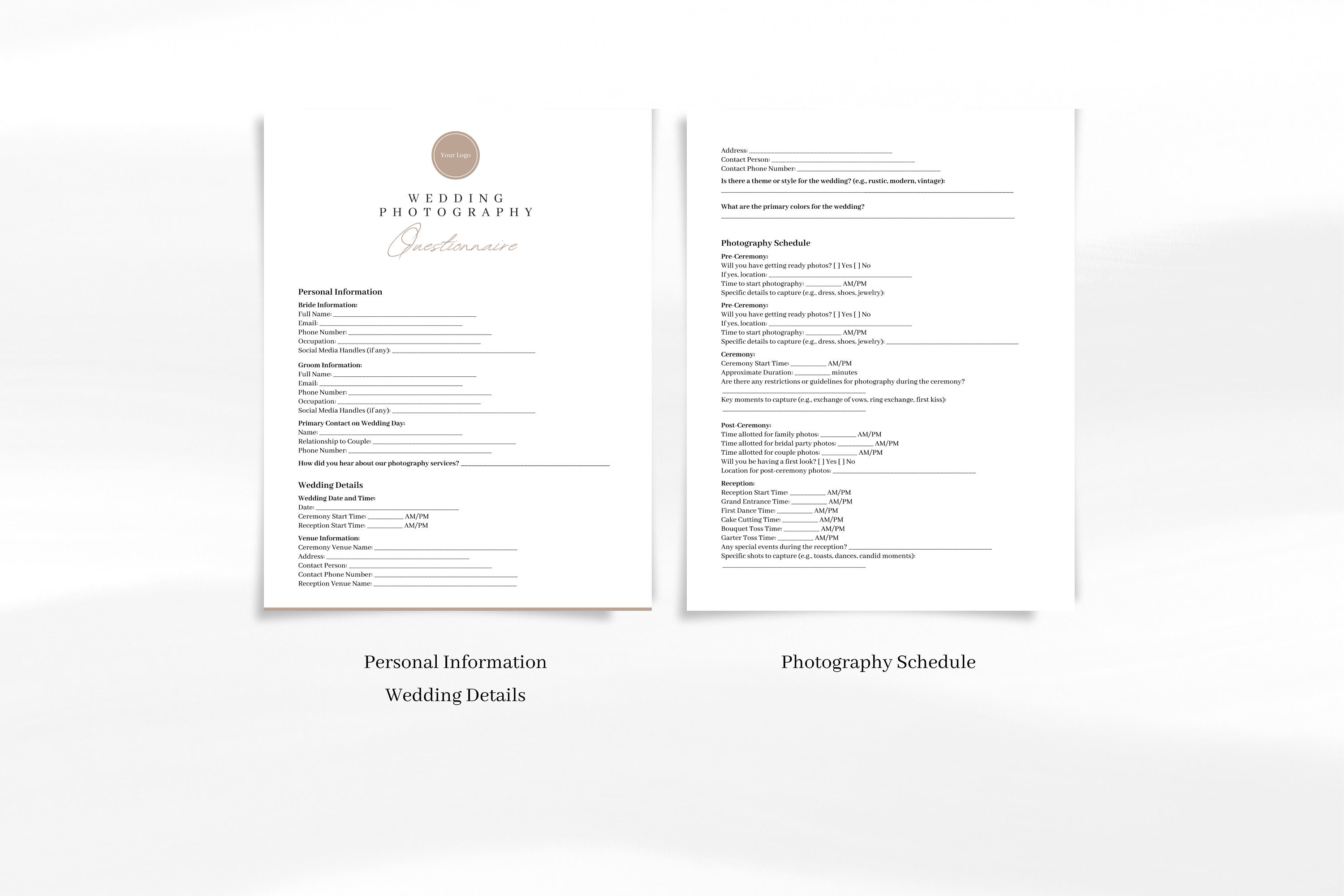 Wedding Photography Questionnaire Detailed Pre-wedding Form for Couples ...