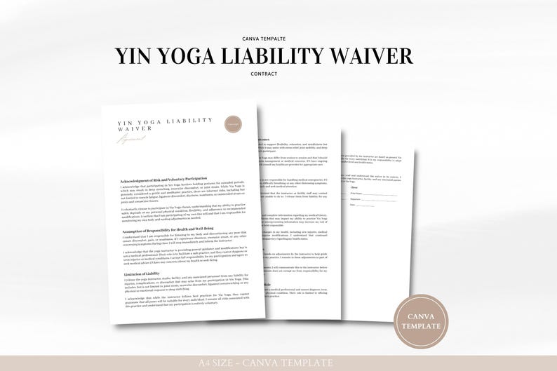 Yin Yoga Liability Waiver Canva Template | Yoga Consent Form for Instructors and Studios - Etsy ...