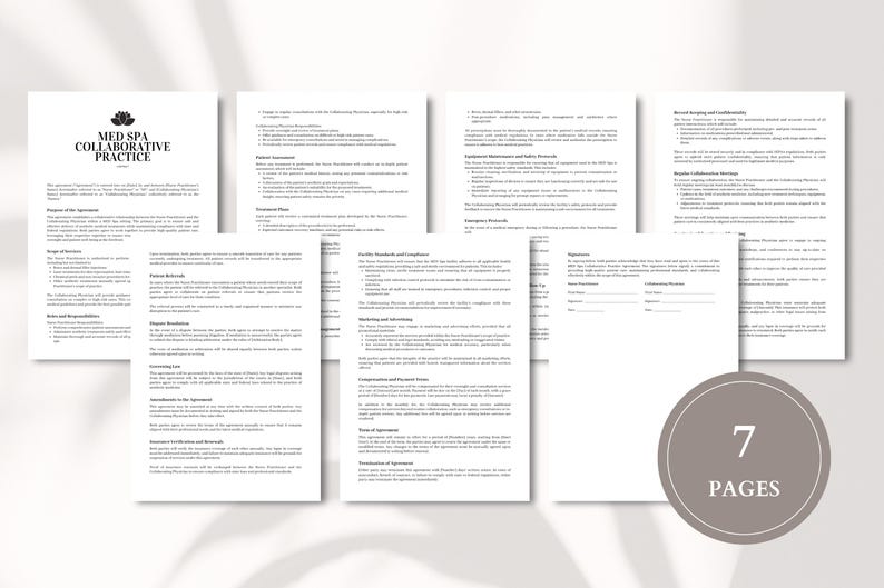MED Spa Collaborative Practice Agreement Template Canva and Word ...
