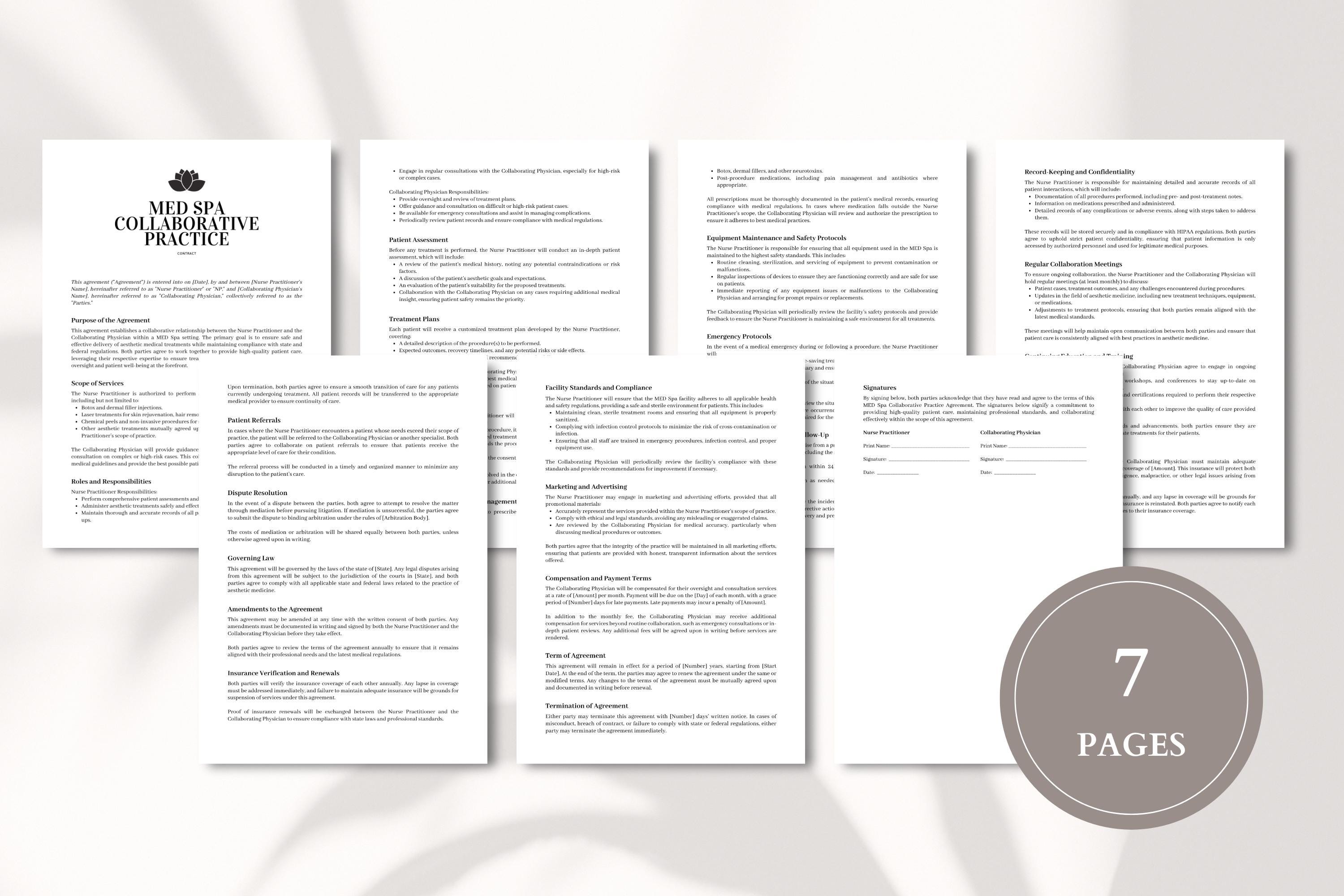 MED Spa Collaborative Practice Agreement Template Canva and Word ...