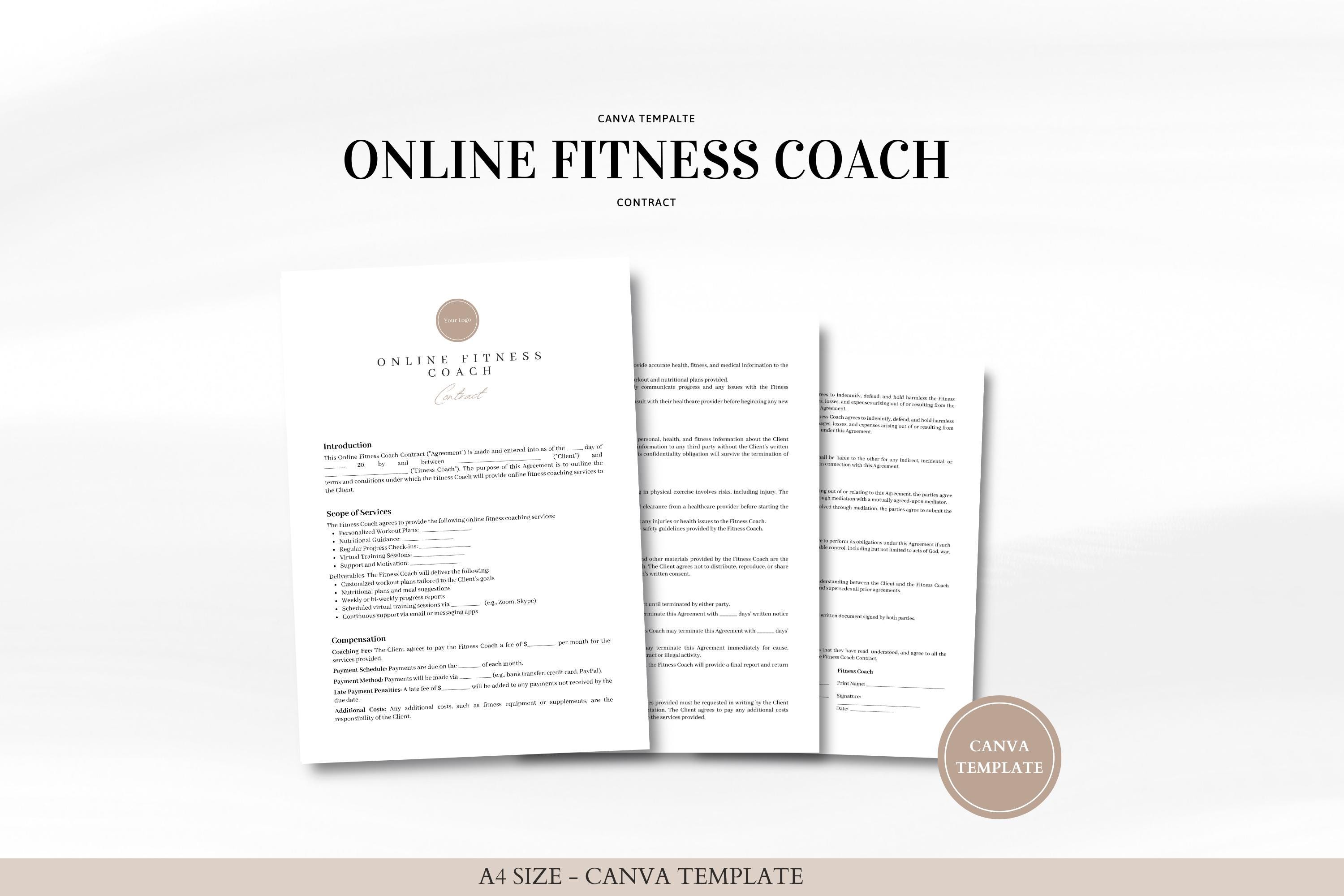Online Fitness Coach Contract Template - Online Personal Trainer ...