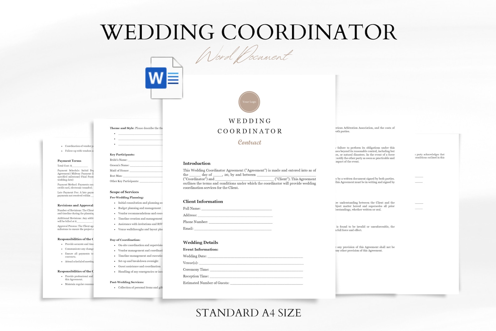 Wedding Day Coordinator Contract - Customizable Professional Template ...