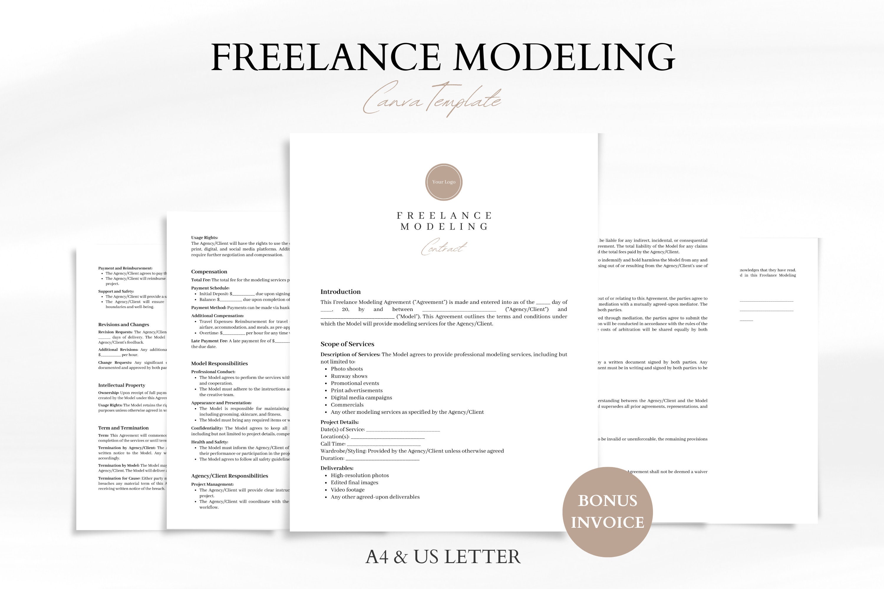 Freelance Modeling Agreement Template Professional Contract for Models ...