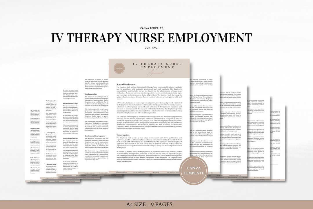 IV Therapy Nurse Employment Agreement Template Professional Legal ...