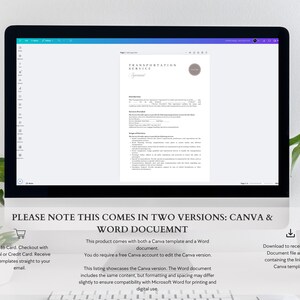 Transportation Service Agreement Editable Contract Template Client ...