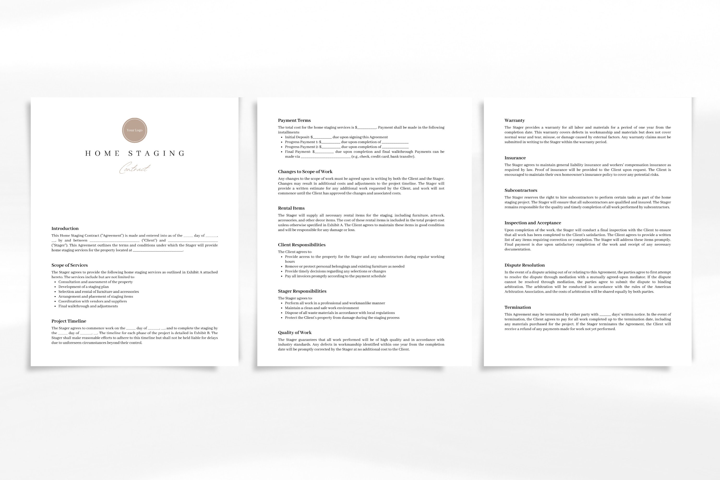 Home Staging Contract Template Professional and Customizable Agreement ...