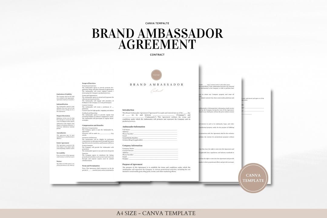 Modelo de Contrato de Embaixador da Marca Canva - Contrato de ...