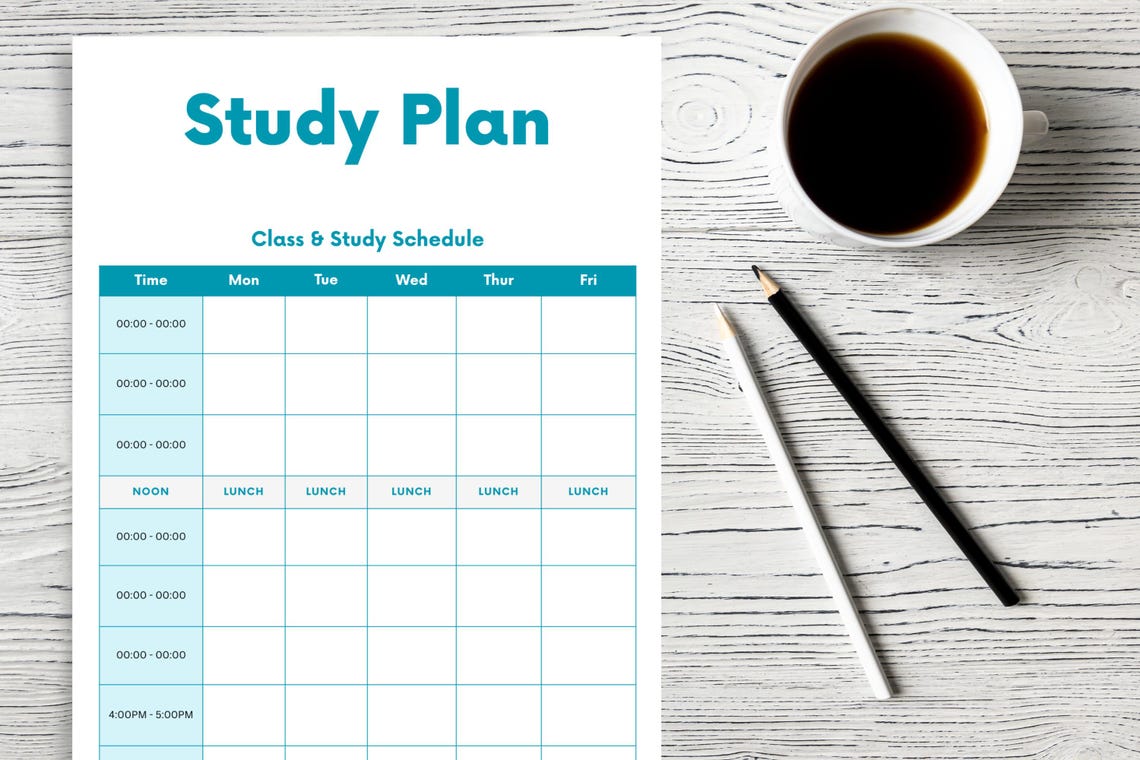 Printable Study Plan Template PDF Download Organize Your Study Schedule ...