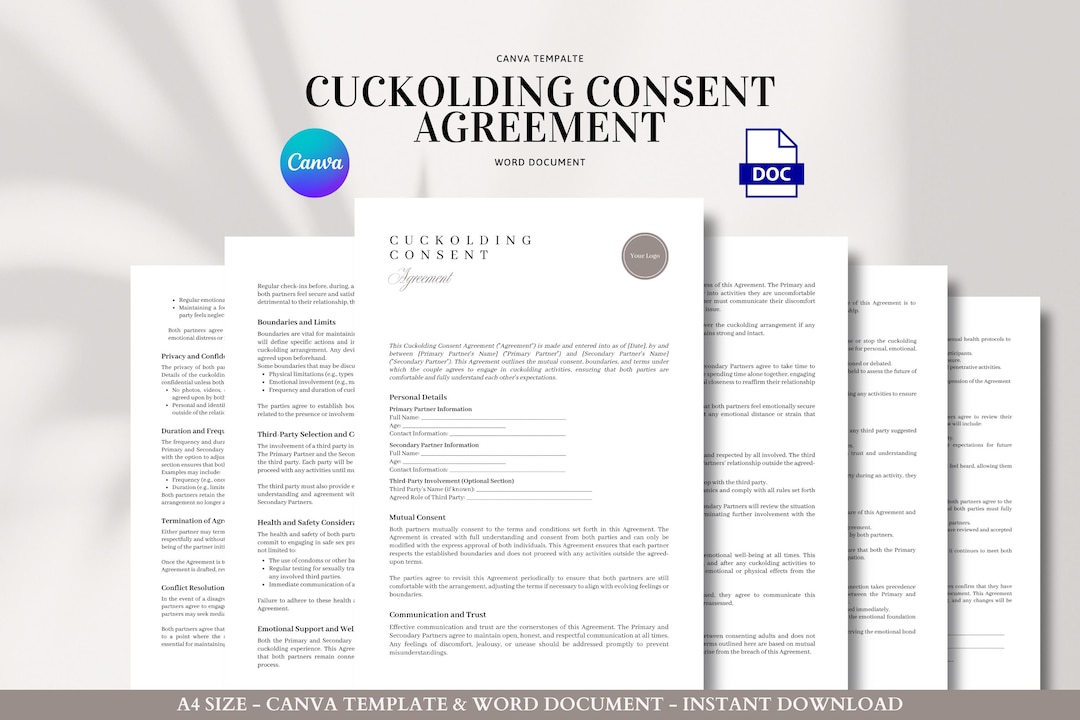 Cuckolding Consent Agreement Editable Lifestyle Relationship Contract ...