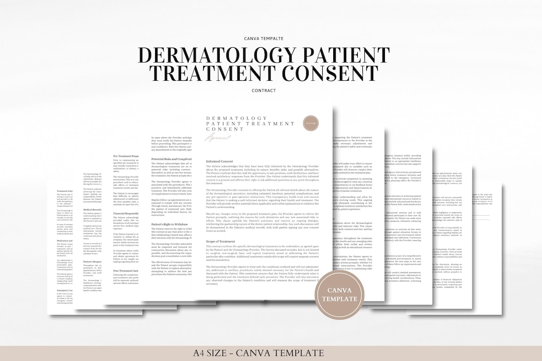 Dermatology Patient Treatment Consent Agreement Template Canva Editable ...