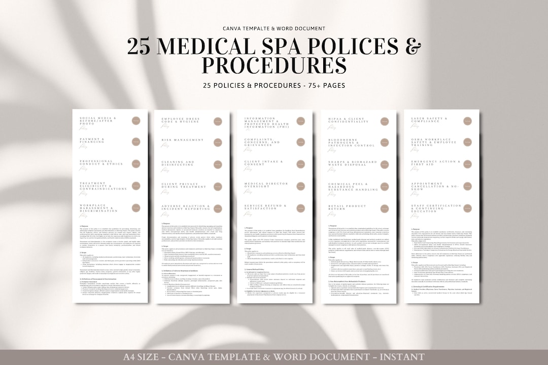 Medical Spa Policy & Procedure Bundle | 25 Comprehensive Policies ...