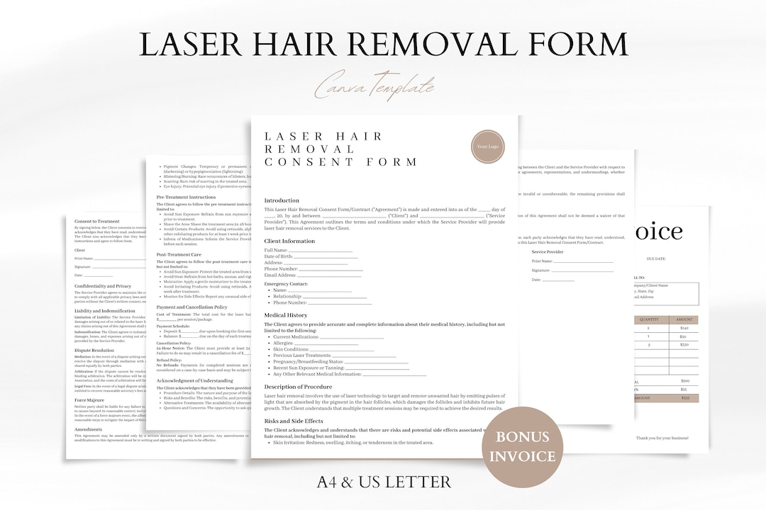 Laser Hair Removal Consent Form/contract Template Professional Agreement for Safe and Effective ...