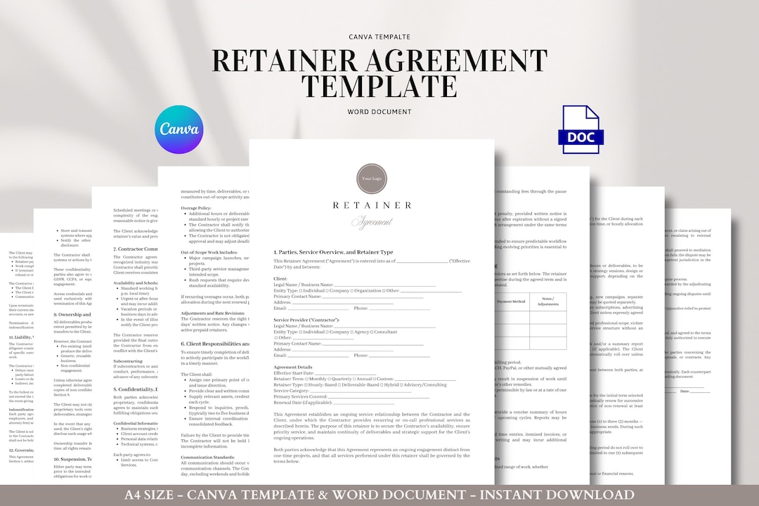Retainer Agreement Template for Ongoing Services, Freelancers ...