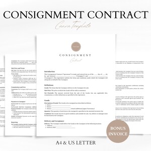 Consignment Contract Template Professional Agreement for Consignment Sales and Services A4 & US ...