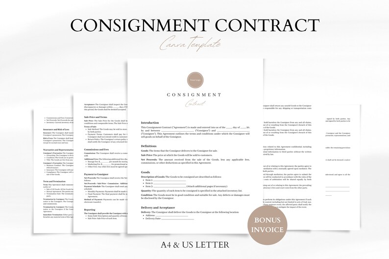 Consignment Contract Template Professional Agreement for Consignment ...