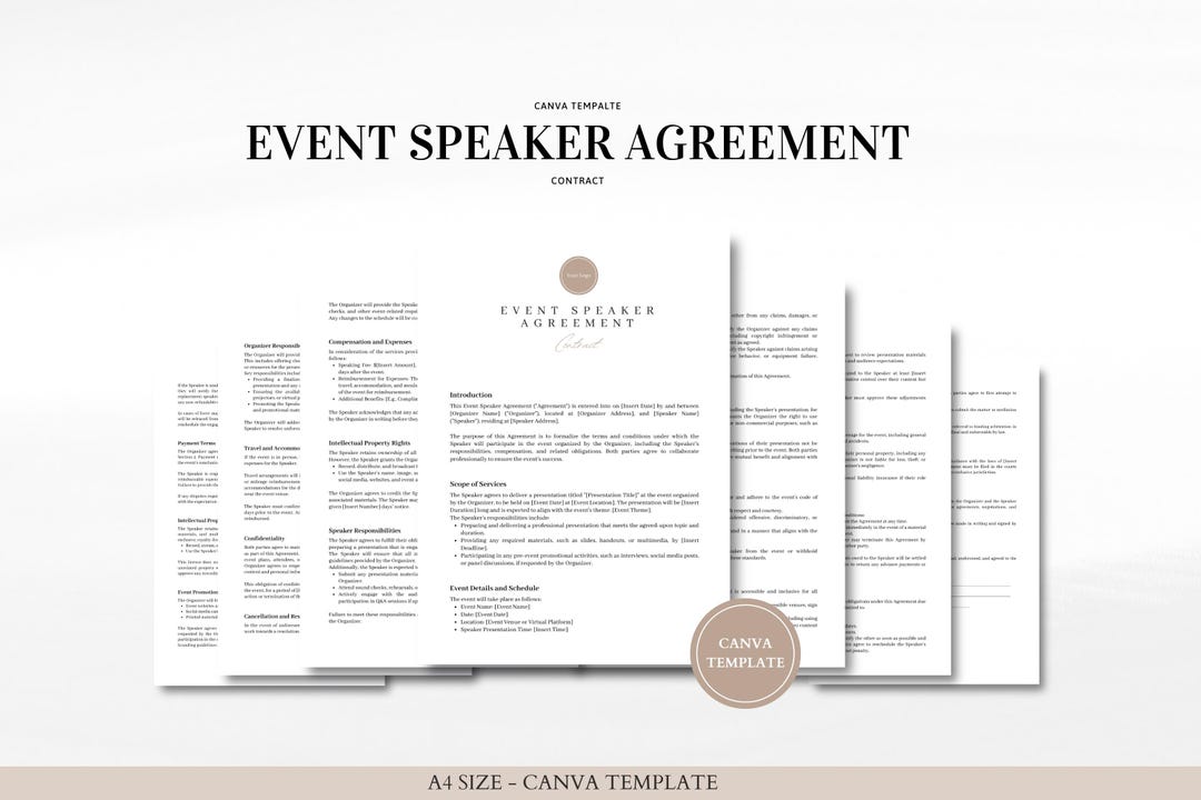 Event Speaker Agreement Template Keynote Speaker Contract Webinar Form ...