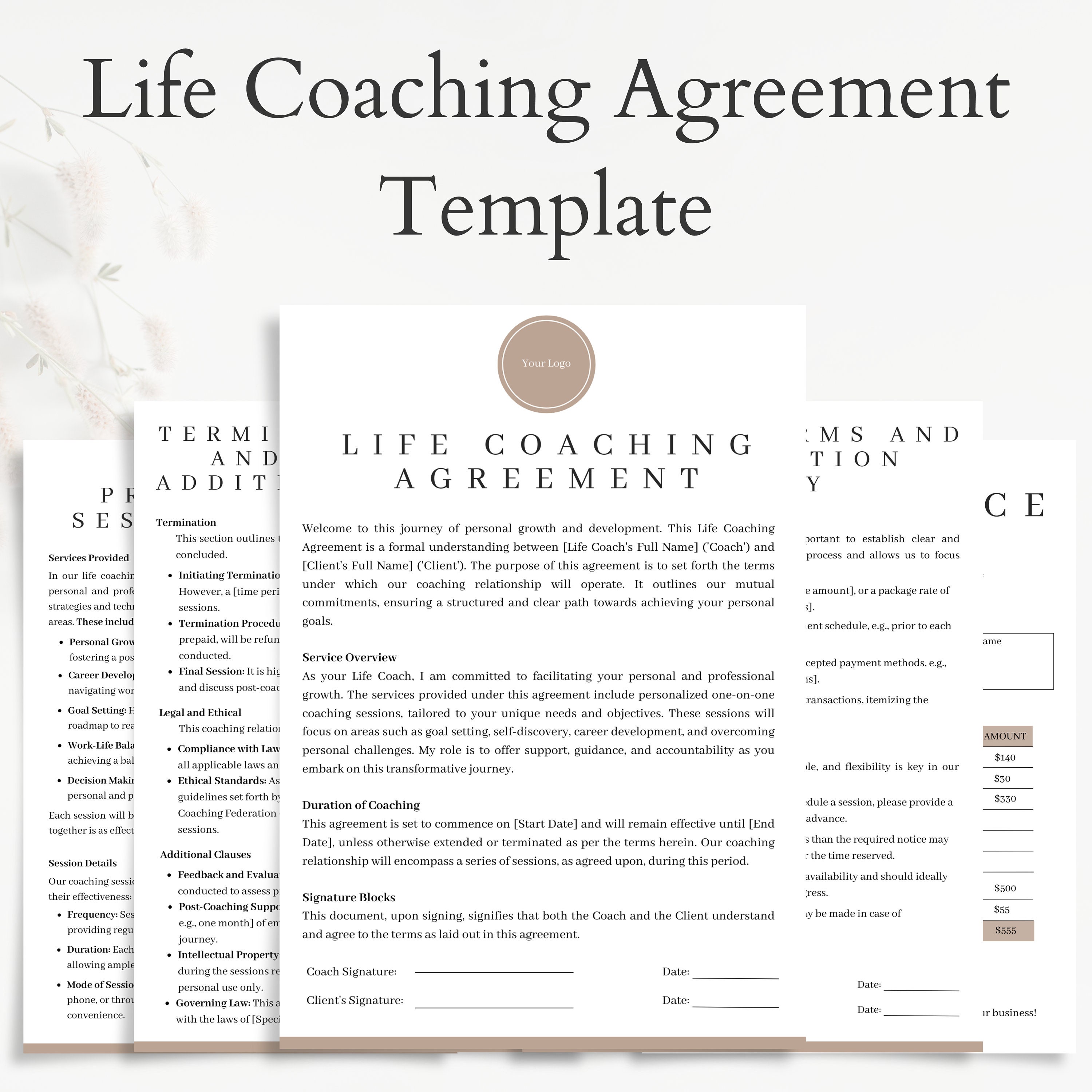 Life Coaching Contract Template Customizable Canva Template for Coaches ...