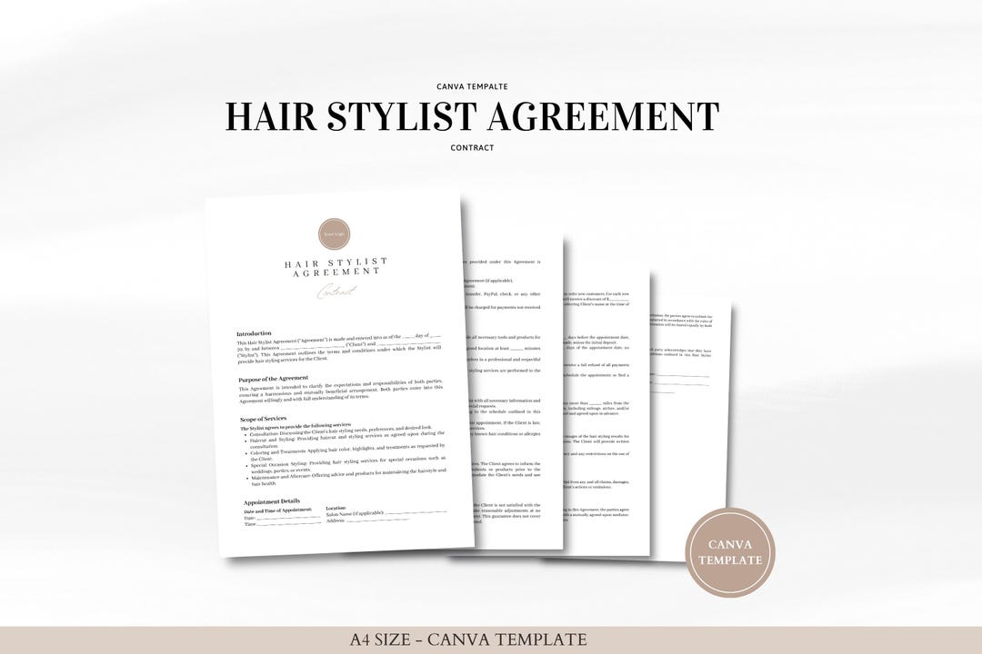 Hair Stylist Agreement Canva Template - Professional and Customizable ...