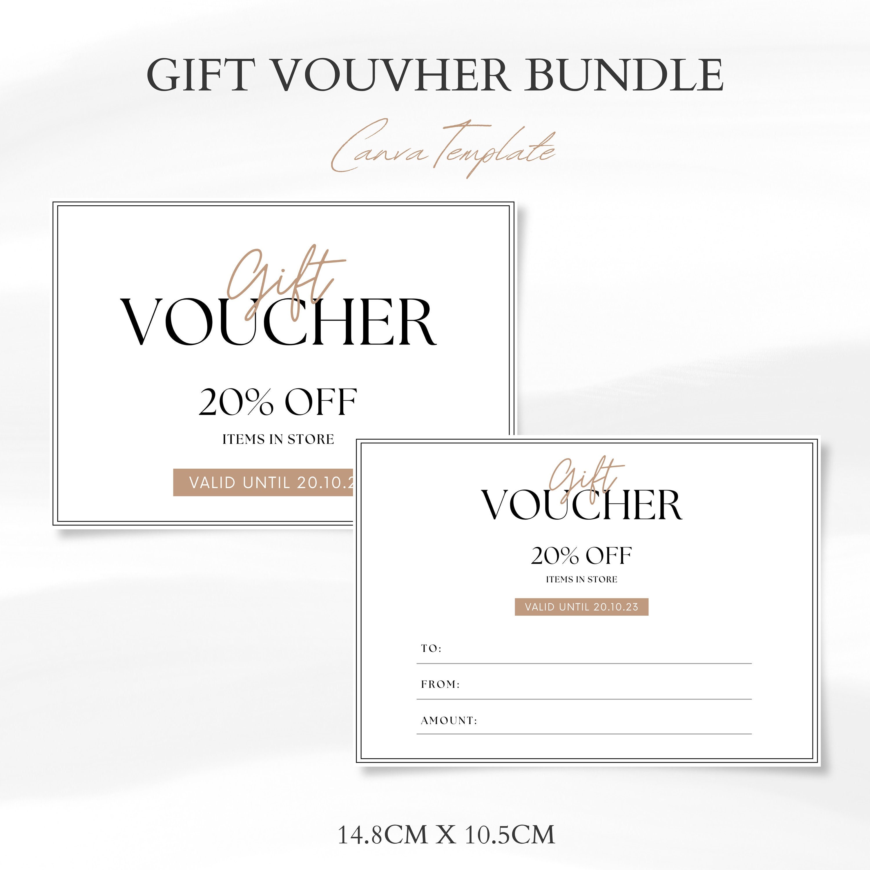 Gift Voucher Canva Template 2 Pack Bundle Customizable Digital Download ...