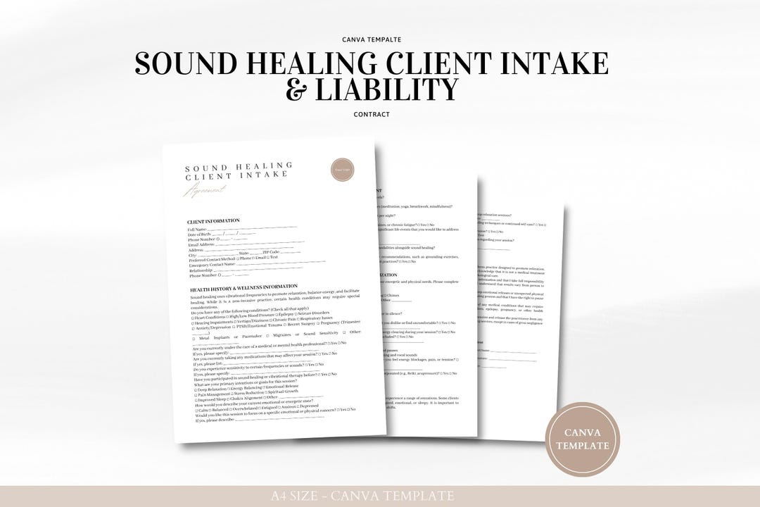 Sound Healing Client Intake Form Canva Template | Energy Healing ...