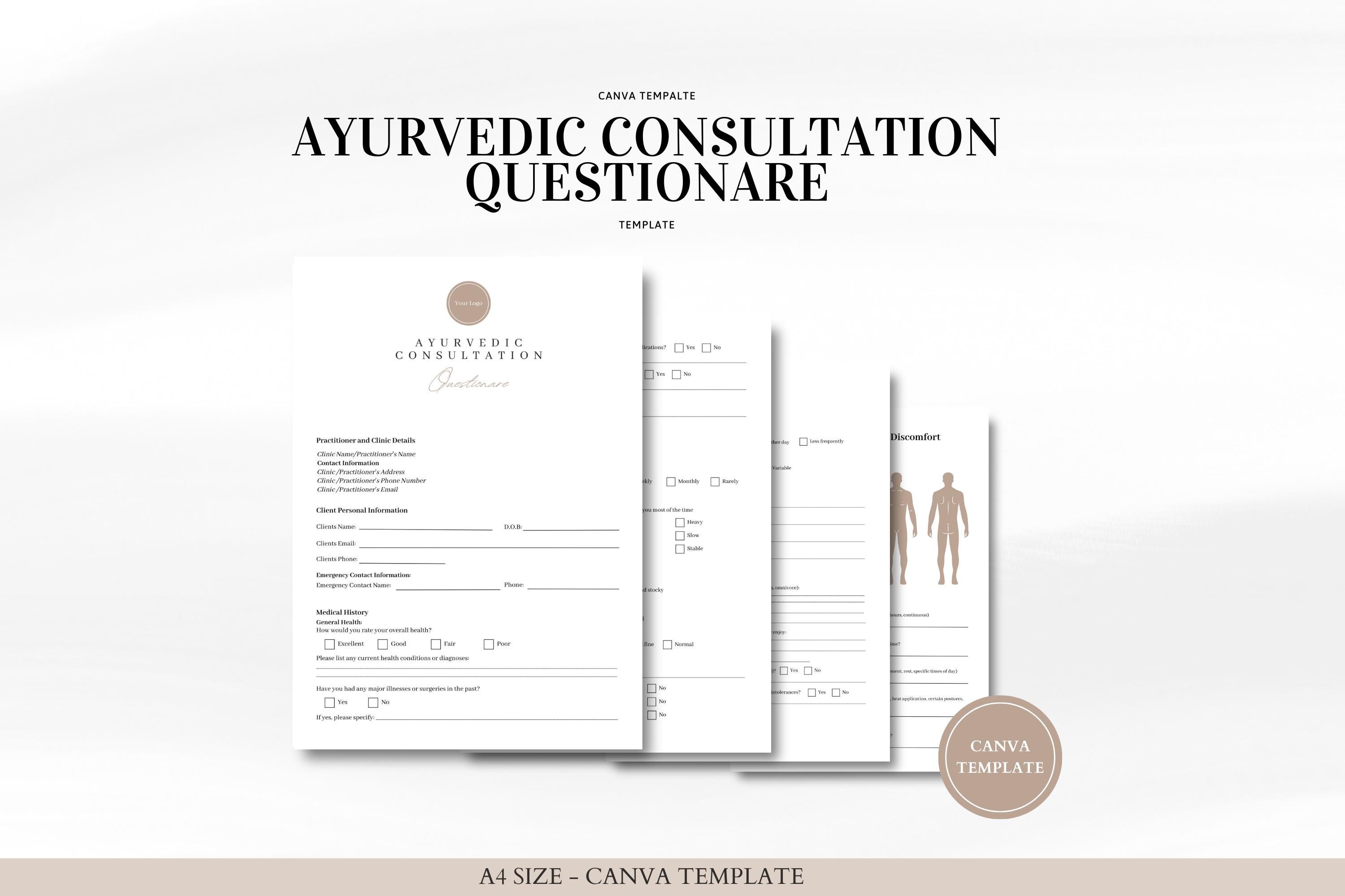 Ayurveda Client Intake Form and Questionnaire Professional Template for ...