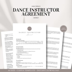 Dance Instructor Agreement Canva Template - Professional and ...