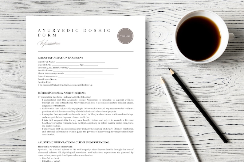 Ayurvedic Doshic Assessment Form | Holistic Client Intake & Dosha ...