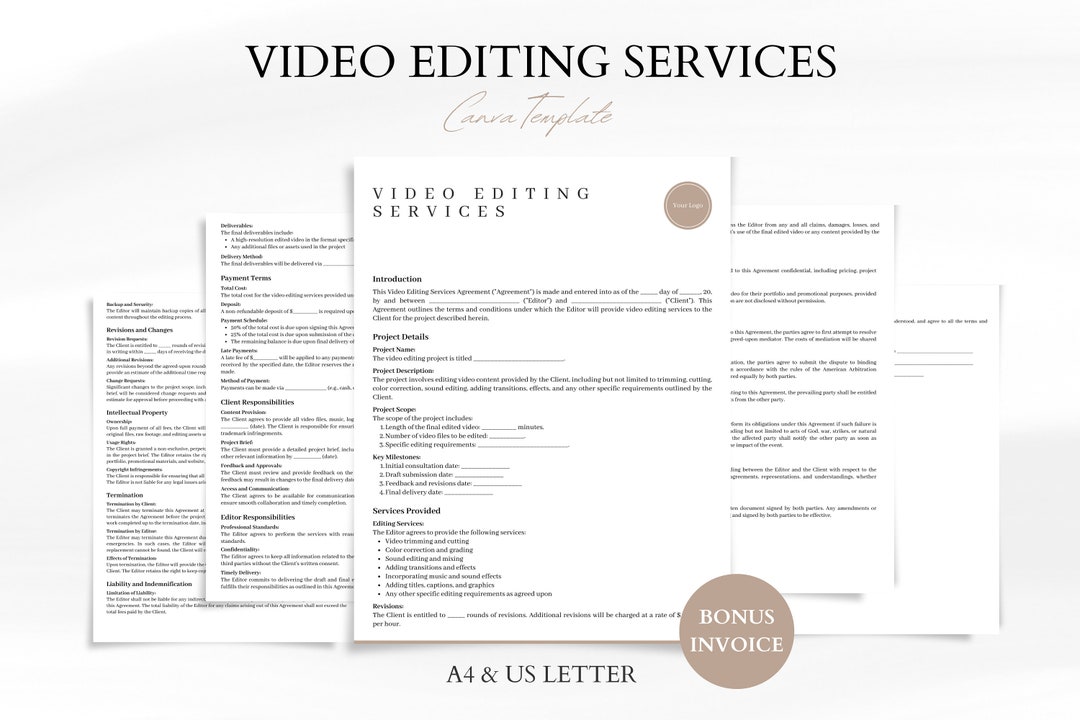 Video Editing Services Agreement Template Comprehensive Contract for ...