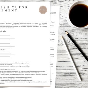 English Tutor Agreement Template Professional Contract for Tutoring ...