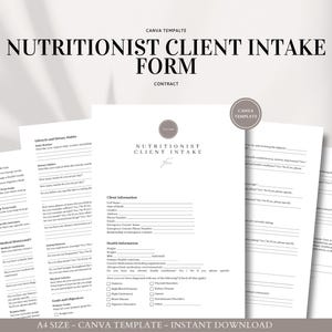 Nutritionist Client Intake Form - Professional Template for Nutritional ...